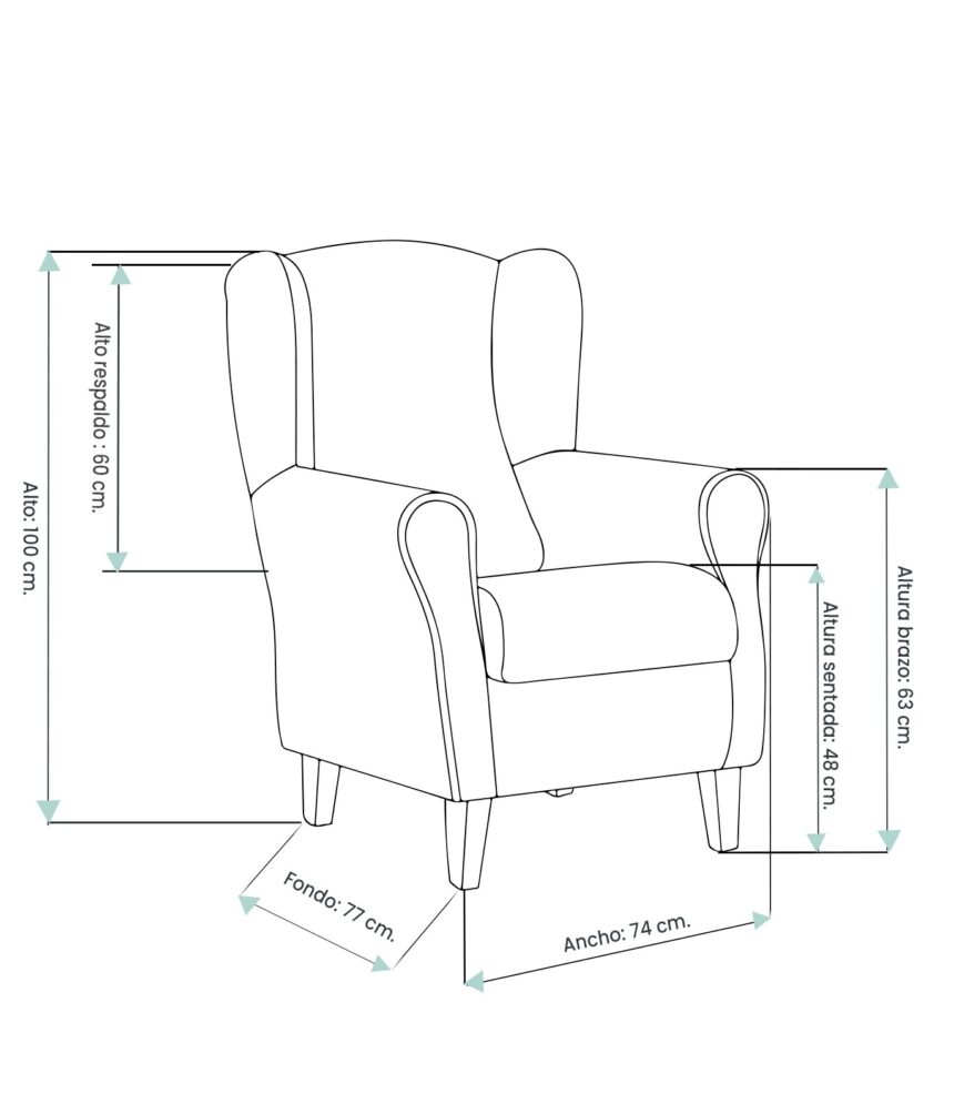 Sillón Orejero verde agua | Envío gratis